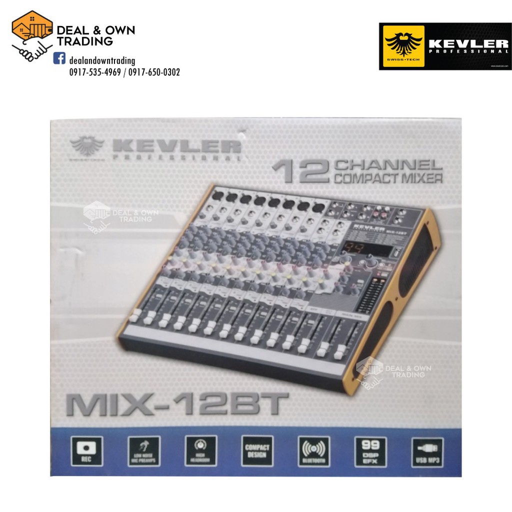 Kevler MIX-12BT Professional Mixer with 12 Channel 8 Mic / Line 2 Aux Mixer with 24 Bit 99 DSP ...