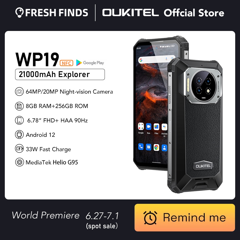 OUKITEL WP19 Rugged Night Vision Smartphone 21000mAh 8GB RAM 256GB ROM ...