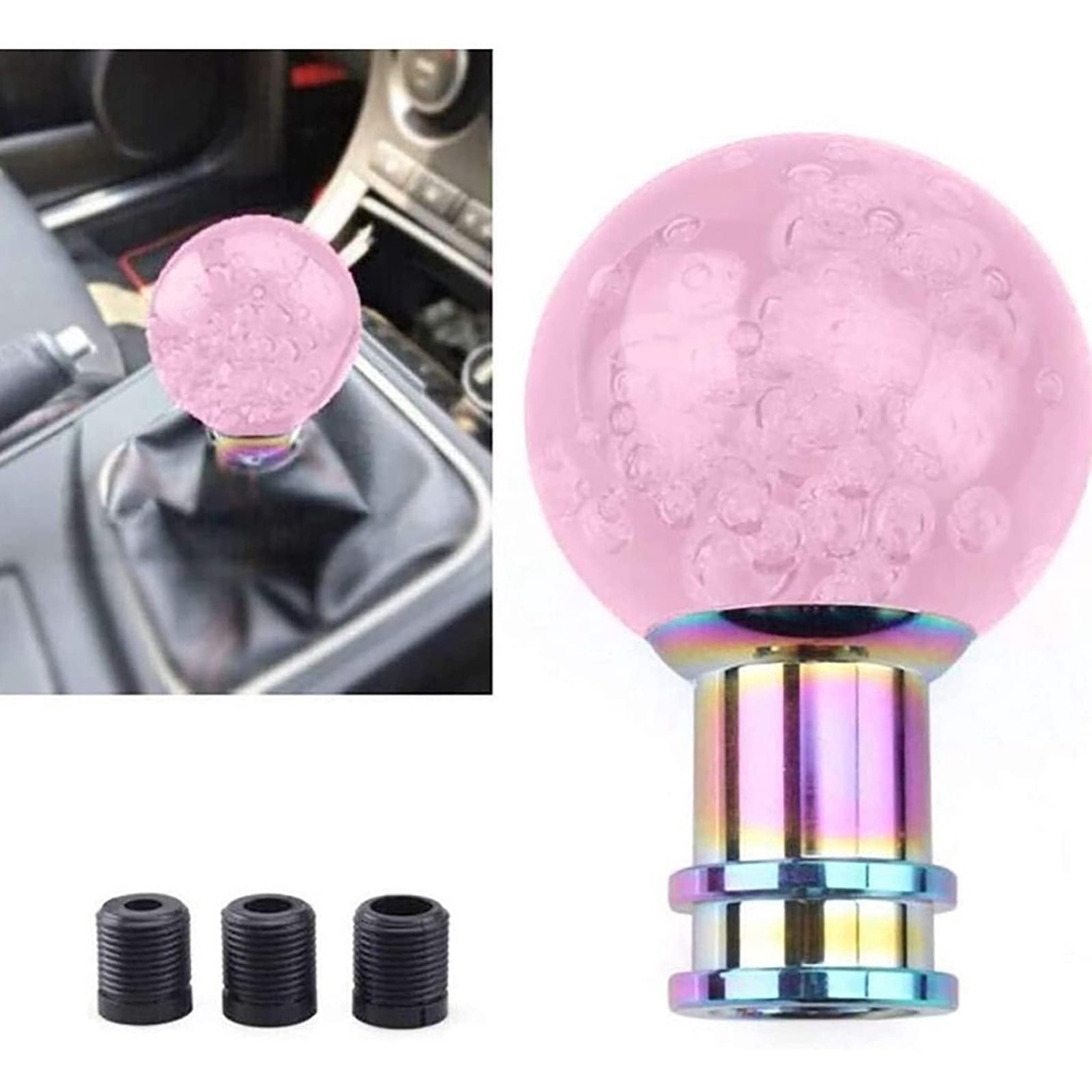 Manual Shift Knob Gear Stick Shifter Pink Crystal Bubble with 3 ...
