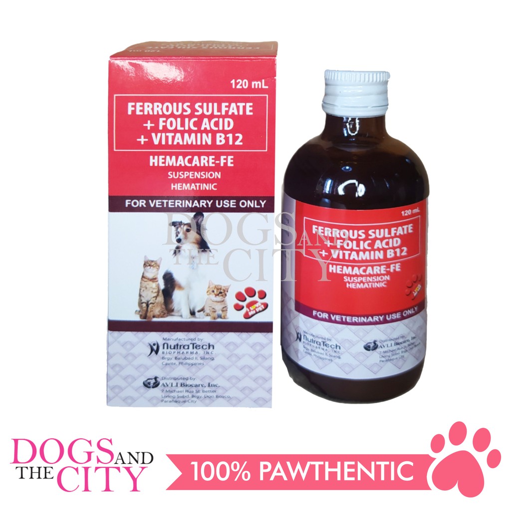 NUTRATECH Hemacare FE Vitamins for Dog and Cat 120ml (FERROUS SULFATE ...