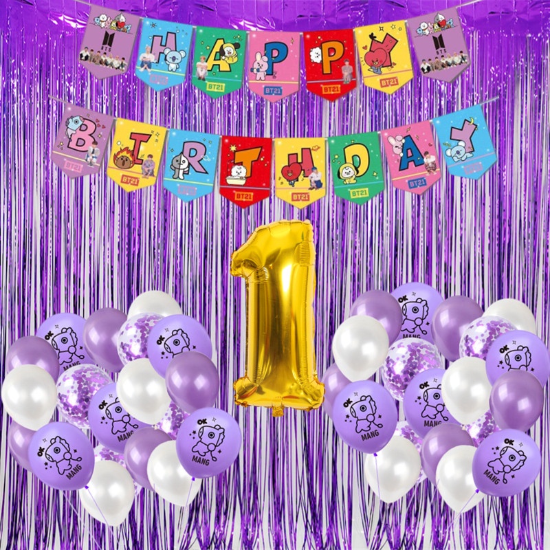 40pcs BTS Balloon Party Decoration Set Birthday Banner BTS Theme Latex ...
