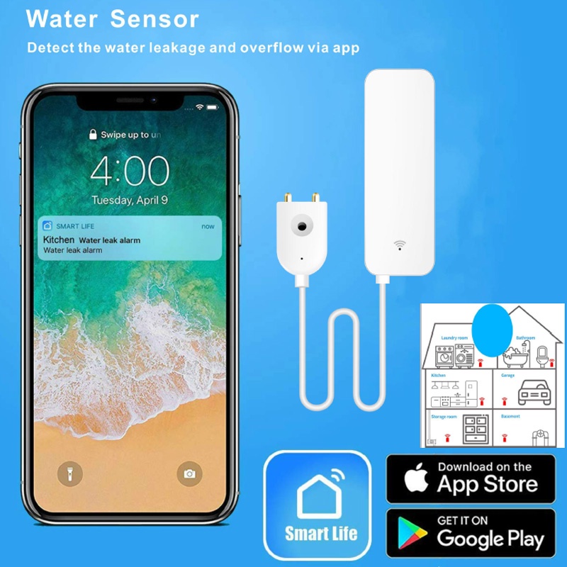 TUYA Wireless Smart WiFi Water Leakage Detector Flood Sensor for Smart ...