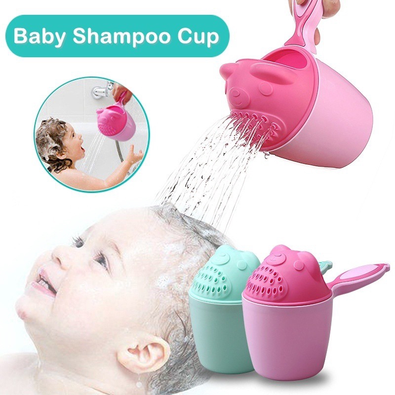 Cartoon Baby Shampoo Cup Bathing Shower Spoons Kids Washing | Shopee ...