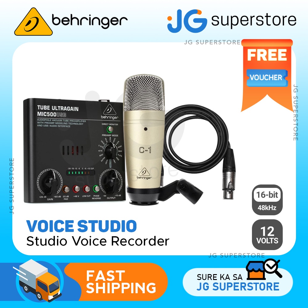 Behringer Voice Studio Recording Bundle, Condenser Microphone and USB ...