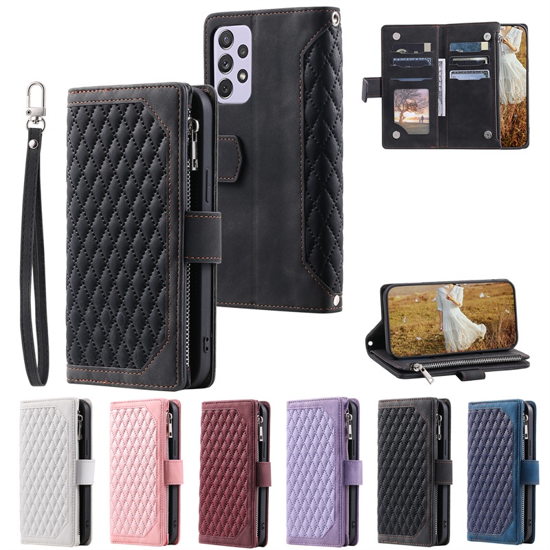 Casing For Samsung Galaxy S21 Ultra S21 Plus S21+ S21 FE S22 A32 A52S A52 A72 5G Zipper Lattice ...