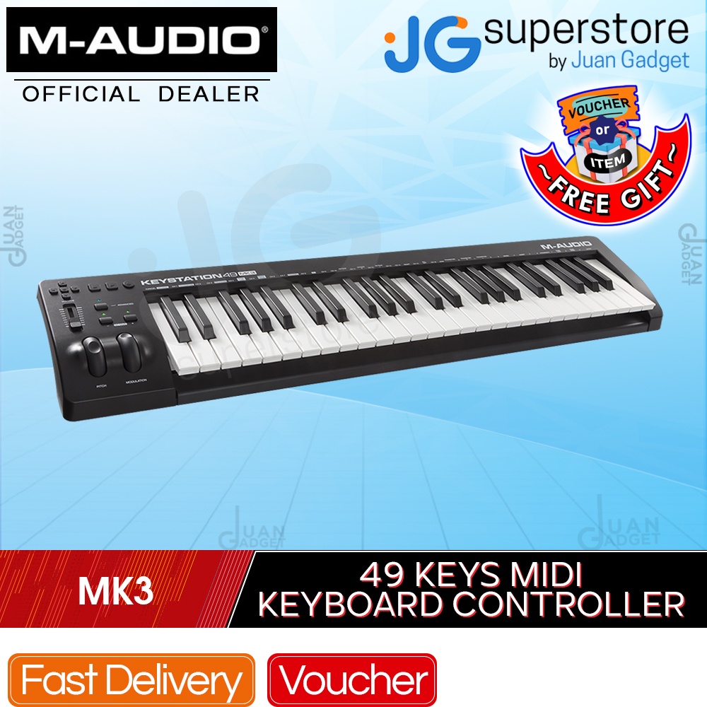 M-Audio Keystation 49 MK3 Compact MIDI Keyboard Controller with 49 Keys and Assignable Controls ...