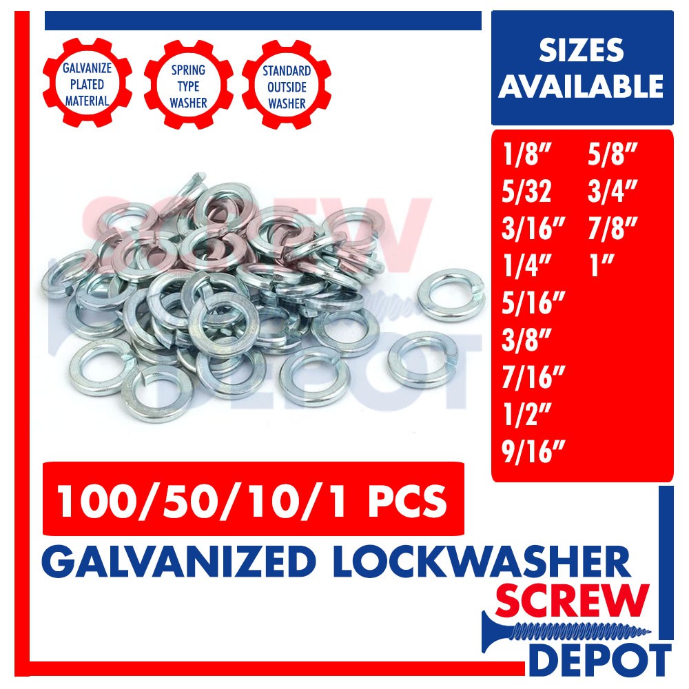 100PCS Galvanized Lockwasher or GI Lock Washer or Zinc Plated Spring ...