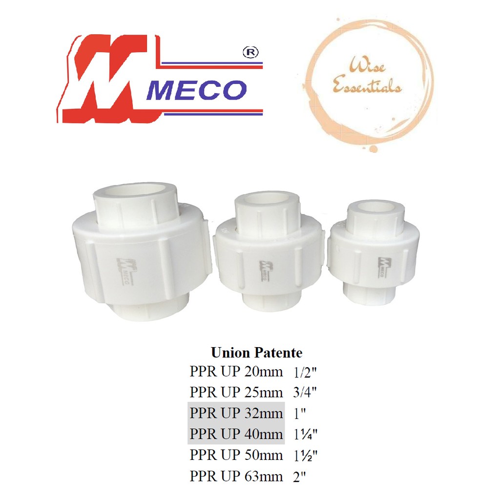 MECO PPR Union Patente 1/2" to 1 1/4" | Shopee Philippines