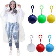 PORTABLE RAINCOAT BALL UNISEX PLASTIC DISPOSABLE (ball chain only white ...
