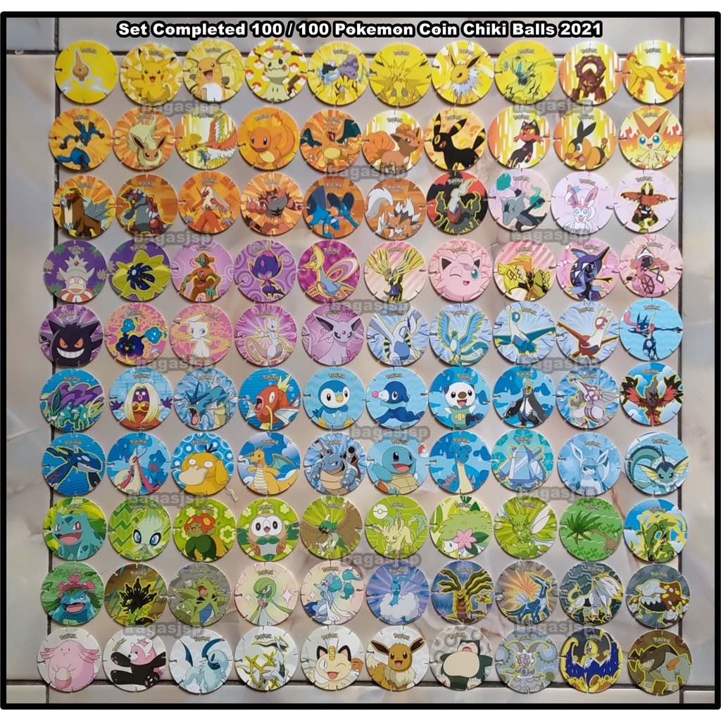 Tazos Pokemon Coin Chiki Balls - Fullset 100/100 - Complete Package ...