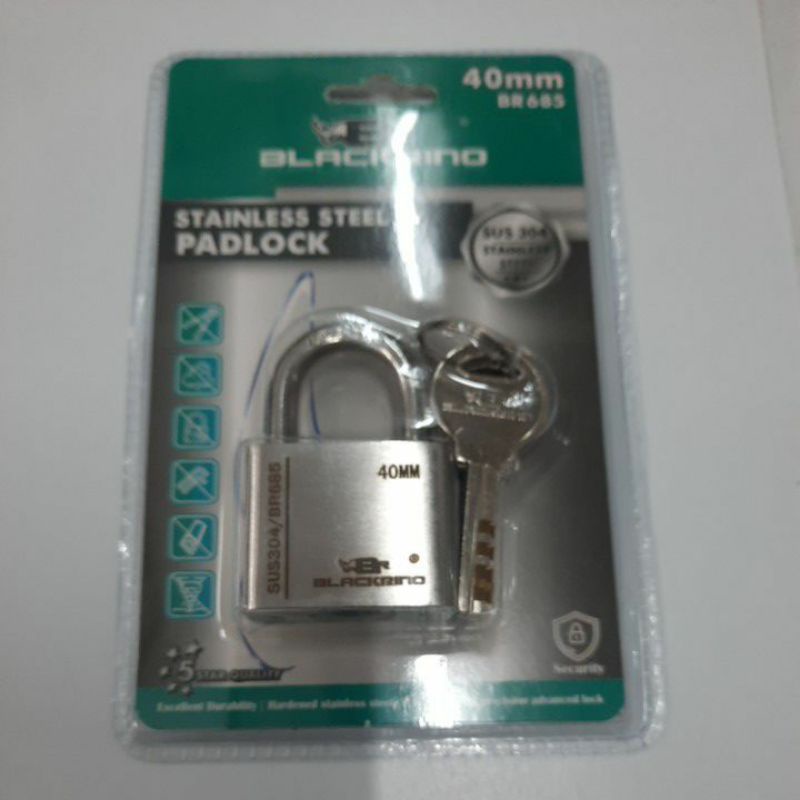 SUS304 Pad Lock Heavy Duty Type BlackRino/ mangga pintu | Shopee ...