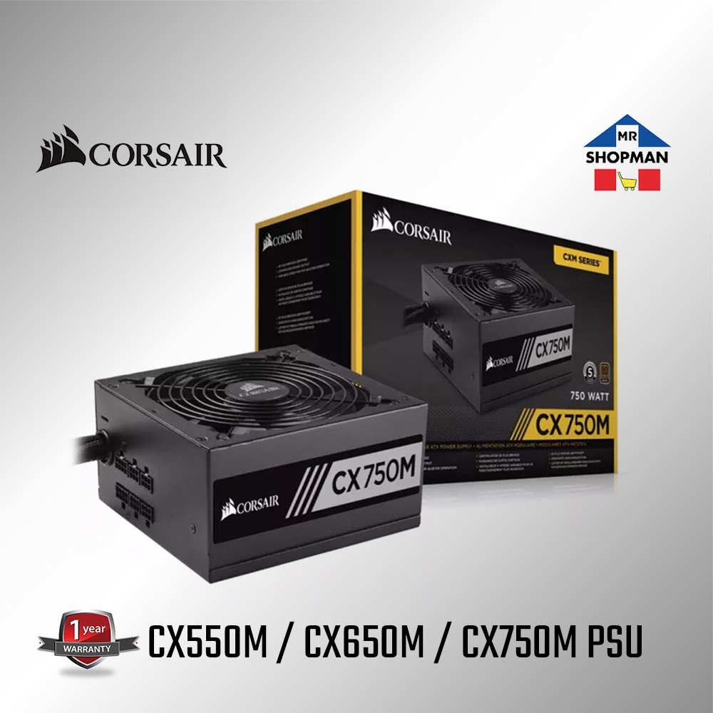 Corsair Semi Modular CX550M / CX650M / CX750M 80+ Plus Bronze 550w 650w 750w ATX PSU Power ...