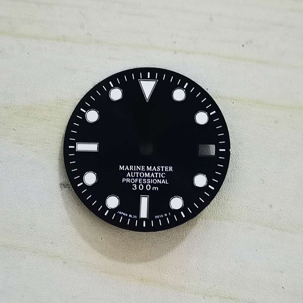 29mm Black Watch Dial with Green Luminous Replacement Part for NH35 ...