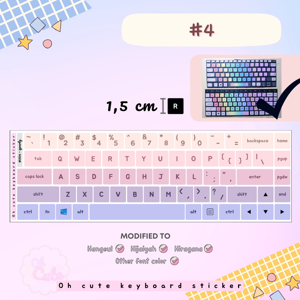 Qwerty Keyboard Sticker for windows colorful - Cute - pastel ...