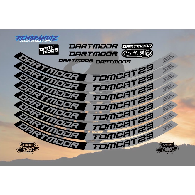 MTB rim decals set of 8 - Dartmoor Tomcat 27.5 and 29er printed decals ...