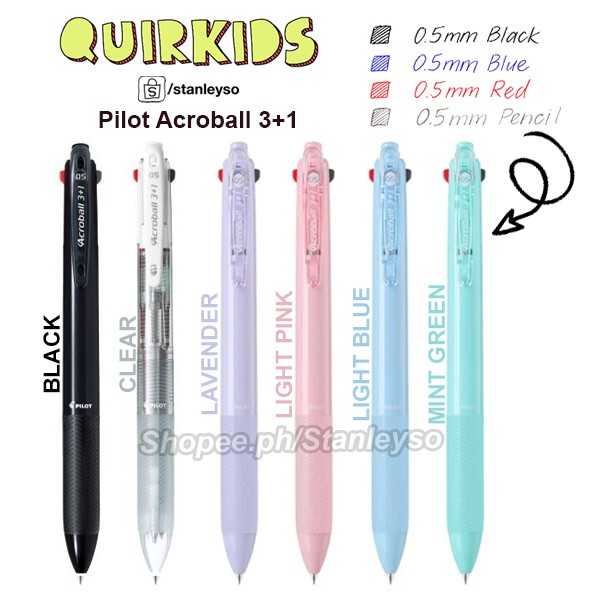 Pilot Acroball 3+1 0.5 mm Ballpoint Multi - Pen with Mechanical Pencil ...