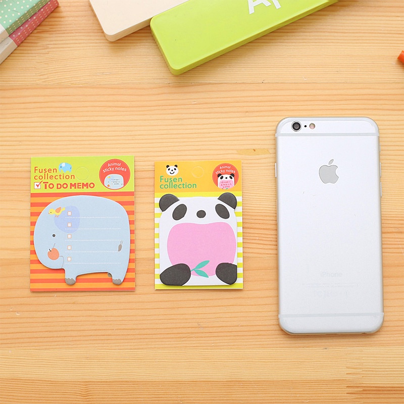 LEO GEAR Cute Sticky Notes Adhesive Memo Pad Cartoon Zoo Animal Park ...