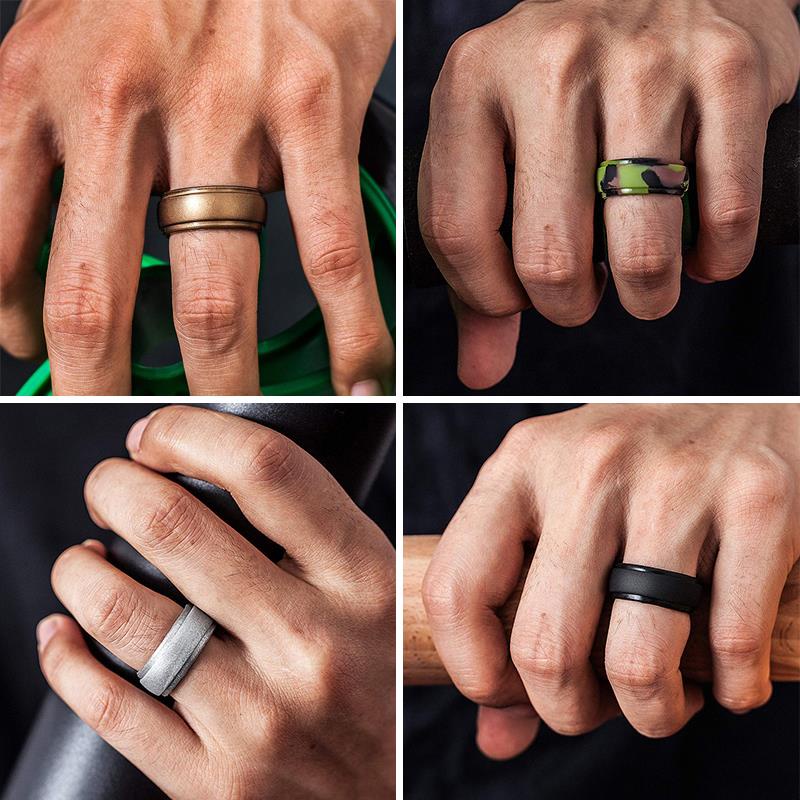 Men&Women New Men Silicone Rings Hypoallergenic Flexible Men Wedding ...