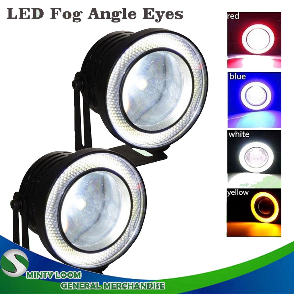2Pcs/lot Car Fog lights Universal Waterproof 1200Lm Angel Eyes COB LED DRL Driving Lights 12V ...