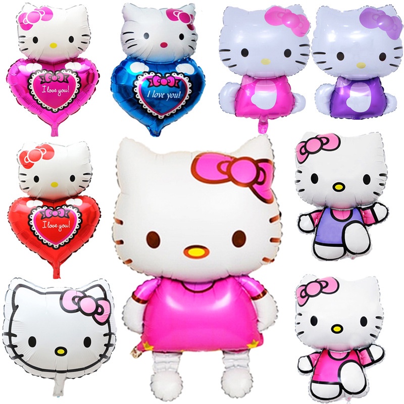 Hello Kitty Aluminum Film Balloon Holding Heart Bow Cat Girl Party ...