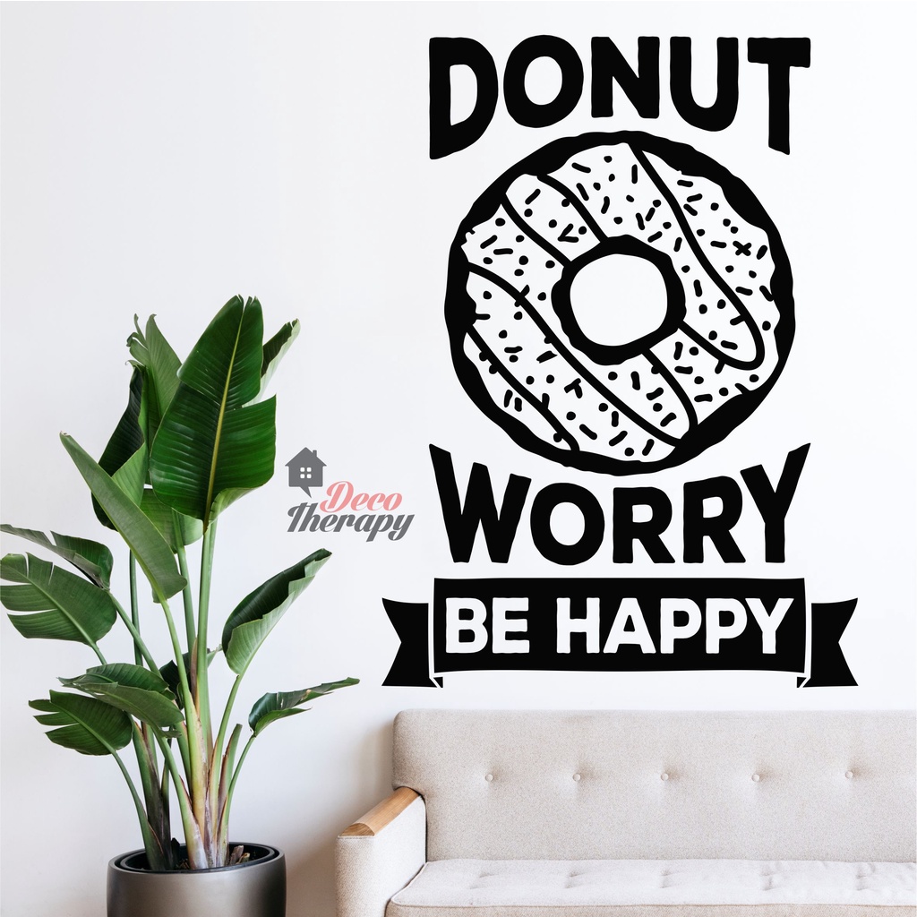 Donut Worry Be Happy Wall Sticker Decotherapy | Shopee Philippines