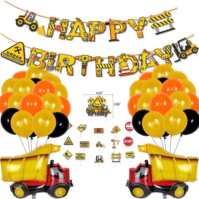 Engineering Vehicle Excavator Balloon Combination Set Construction ...