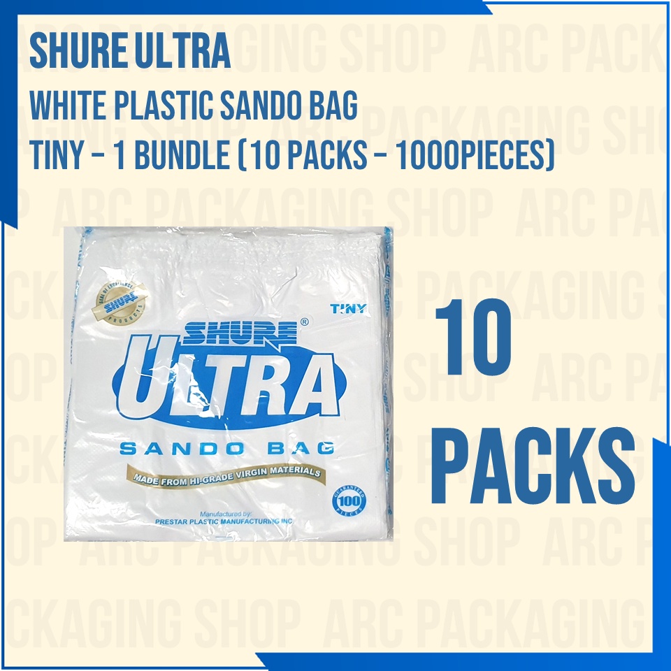 Shure Ultra Plastic Sando Bag White Tiny 1 Bundle (10 Pack - 1000Pieces ...