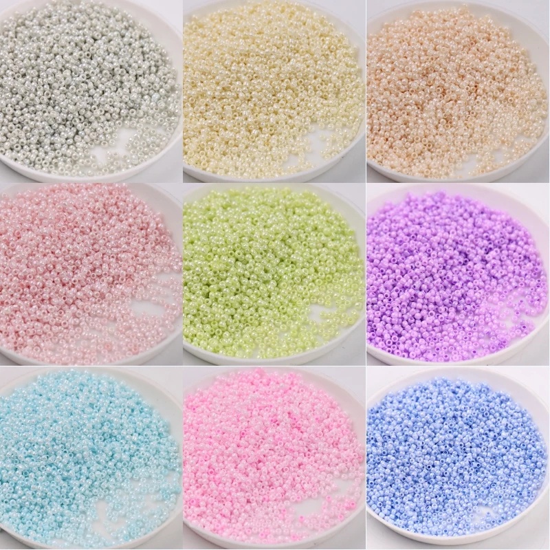 2mm 800pcs 4mm 100 Pcs Solid Color Glass Rice Beads Cross Stitch Loose ...