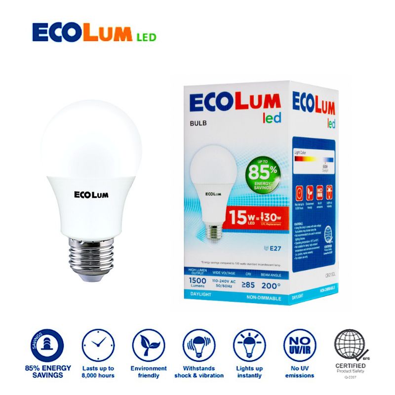 ECOLUM LED BULB DAYLIGHT 3W TO 19W | Shopee Philippines