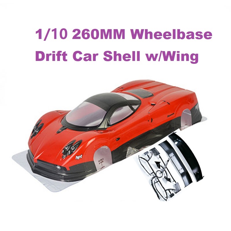 RC PVC 260MM Wheelbase Body Shell Pagani Zonda Drift Shell w/Wing for 1 ...