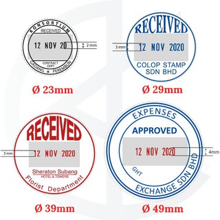 Custom Made COLOP Printer Line Self-Inking Round Stamp With Date / Mini Dater Chop / Rubber ...