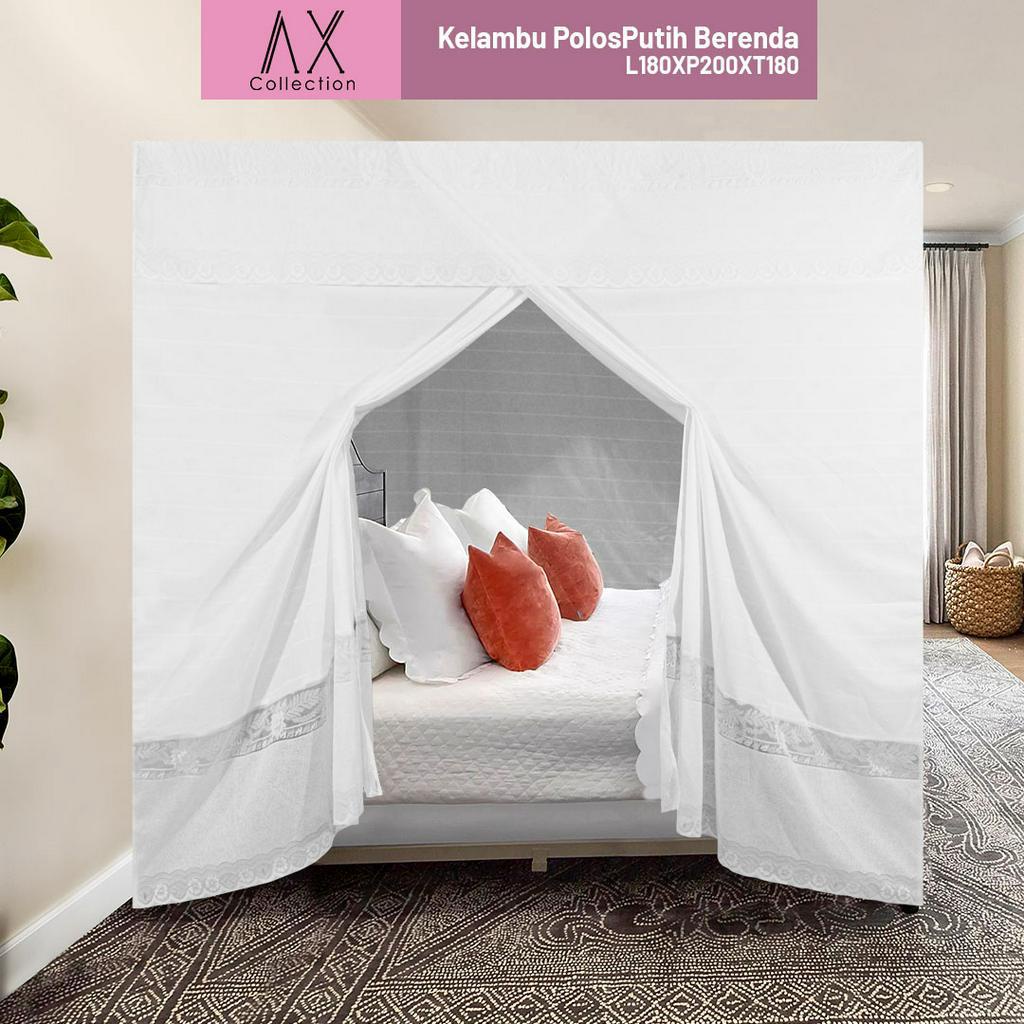PUTIH Plain White Thick Square Bed Mosquito Net Not See Through ...
