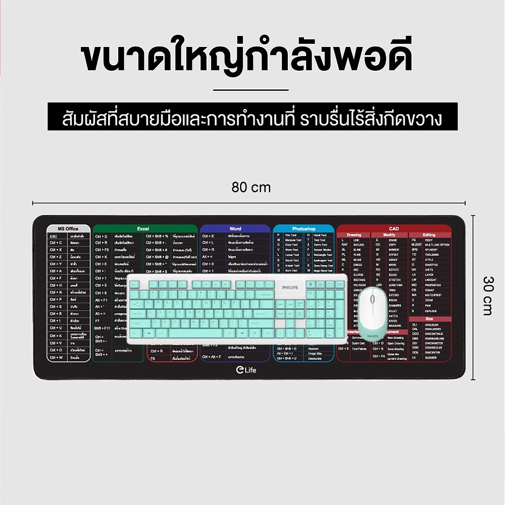 Large Mouse Pad Shortcut Keys Screen Programmable Office Excel Word PPT ...