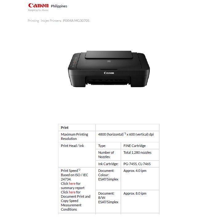 Canon Pixma MG3070S 3in1 Wireless Printer | Shopee Philippines