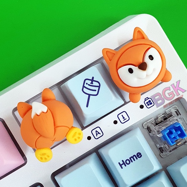 Extremely Cute Orange Fox Head and Butt 2-Button keycap Set (Artisan ...