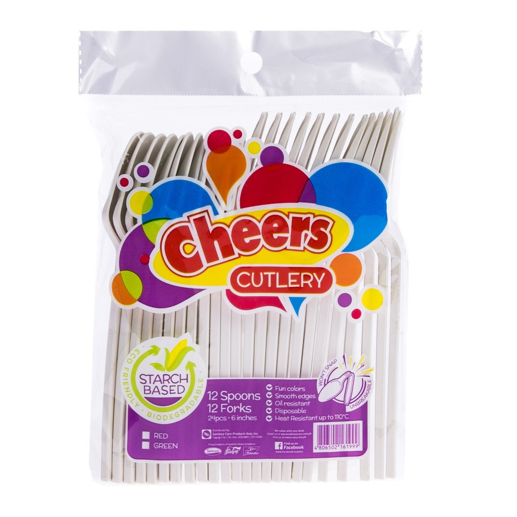 Cheers Starch-Based Cutlery, Spoon & Fork, Natural, 6" x 24 | Shopee ...