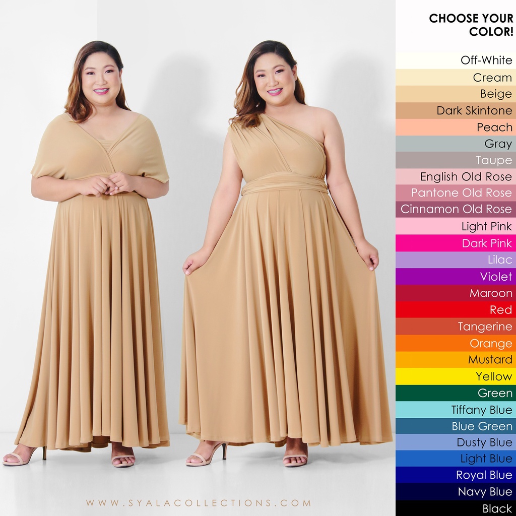Infinity Maxi Party Plus Wedding Ninang Plain Beige Dress Syala Collections | Shopee Philippines
