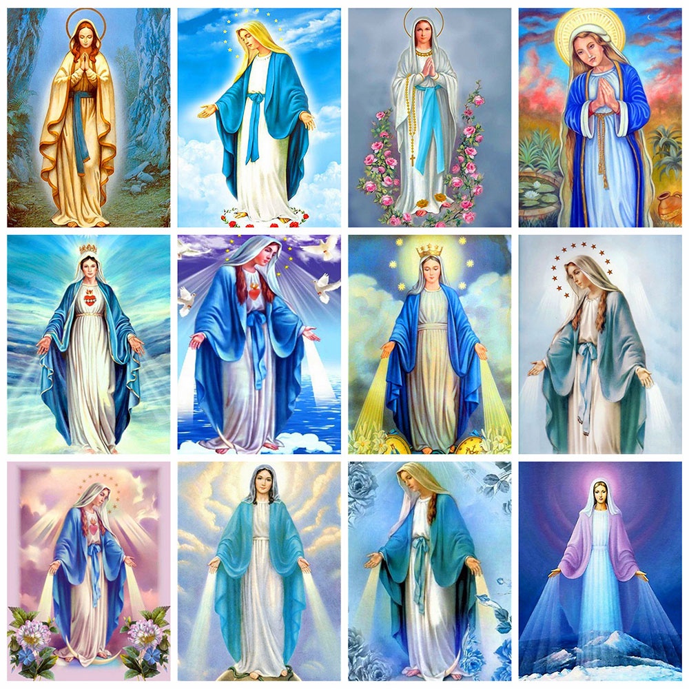 Virgin Mary Religion Canvas Painting Poster and Print Wall Art Pictures ...