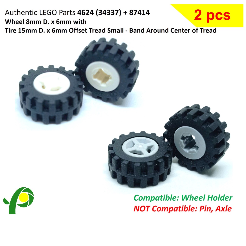 LEGO Parts 4624(Alt. 34337) 87414 Small Tread Wheel Black Tire 15mm ...