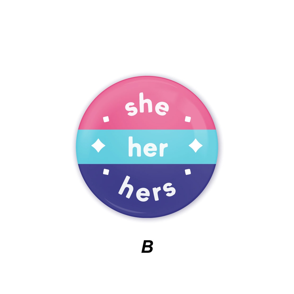 COLORFUL GENDER Identity PRONOUNS LGBTQ+ Pin Buttons 1.75" and 2.25 ...