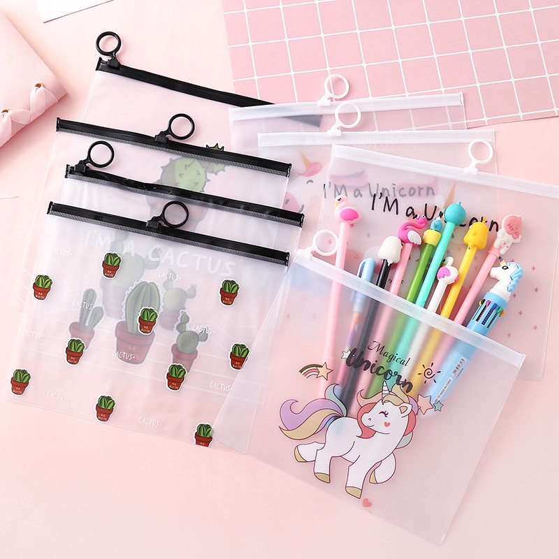 Cute Cartoon folder and Kawaii animal pencil case Transparent Paper ...