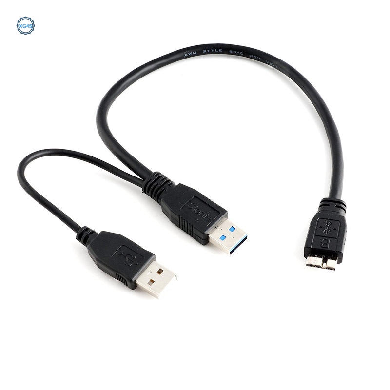 USB 3.0 Dual Power Y Shape 2 X Type A to Micro B Super Speed Cable ...