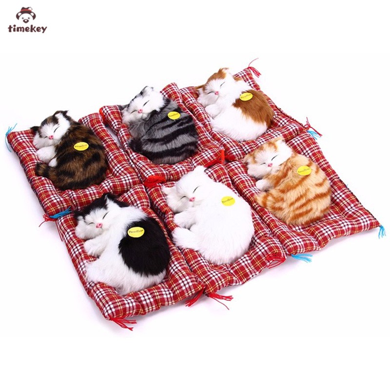 TK Simulation Animal Doll Plush Sleeping Cats Stuffed Toy with Sound ...