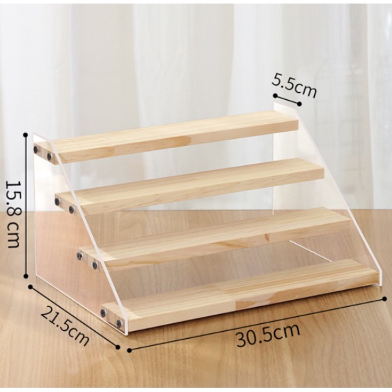 2-7 tier Acrylic Wooden Display Rack / Riser Wood Figure Stand Perfume ...