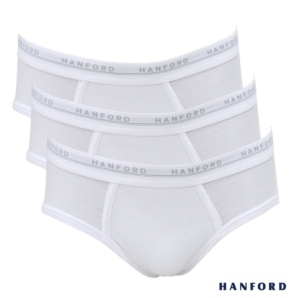 Hanford Men Premium Ribbed Cotton Hipster Briefs - White (3in1 Pack ...
