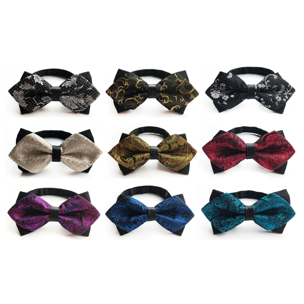 EFAN Men's Bows Ties Gold Red Paisley Bow Business Wedding Groom Party ...