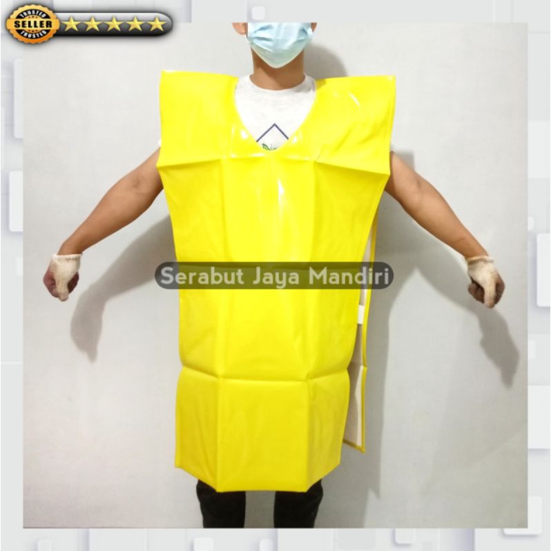 Yellow Glossy Sponge PVC Rubber Strap Apron 2-sided Apron Anti ...