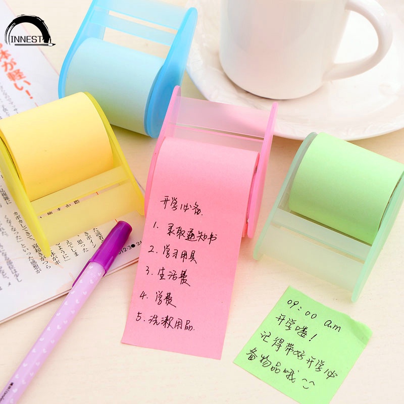 8m/roll Self-adhesive Sticky Notes Tape Set Office Tearable Paper Memo ...