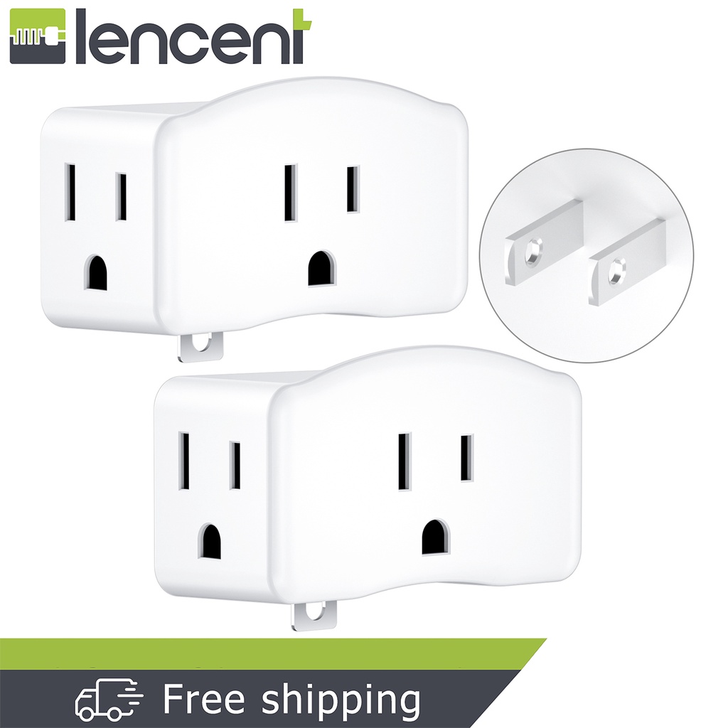LENCENT 2 Pack 3 Prong to 2 Prong Grounding Adapter, Plug Extender ...