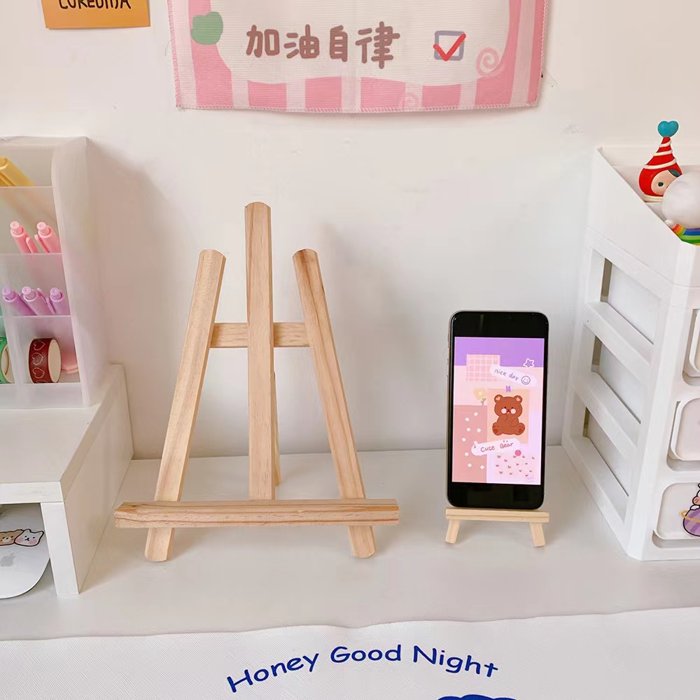 Mobile Phone Stand Small Easel Pine Wood Creative Decoration Mini ...